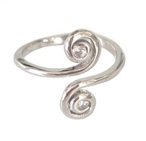 toe ring | swirl .925 sterling silver & cubic zirconia | front adjustable ring for foot or midi