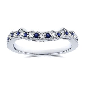 kobelli 1/5ct tcw sapphire and diamond contour wedding ring in 14k white gold - size 7