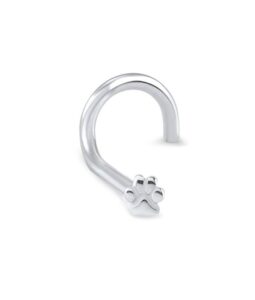 316l surgical steel left nostril screw nose stud ring paw print 20g