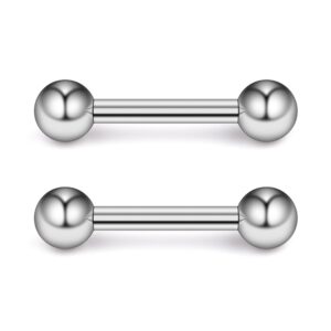 Ruifan Mix Color 316L Stainless Steel Nipple PA Tongue Shield Barbell Ring Bar Body Piercing Retainer 12G 12mm 12PCS