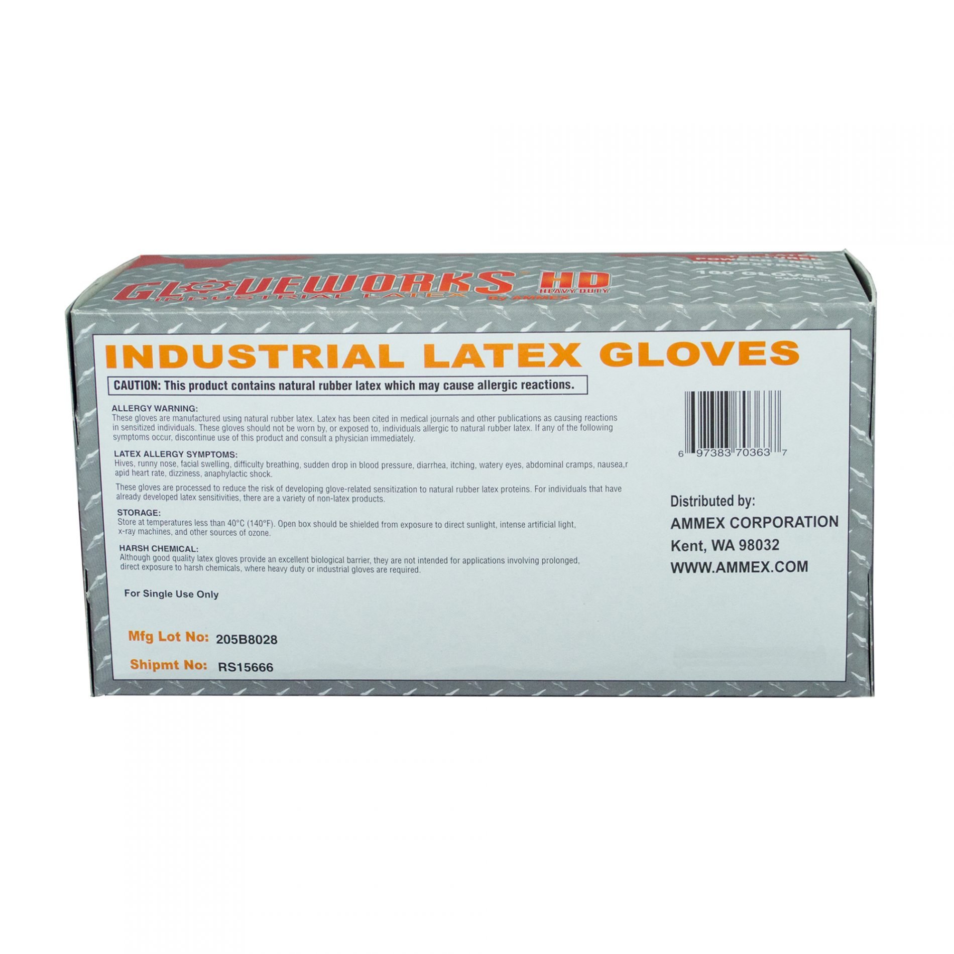 GLOVEWORKS HD Industrial Ivory Latex Gloves, Case of 1000, 8 Mil, Size Small, Powder Free, Textured, Disposable, ILHD42100