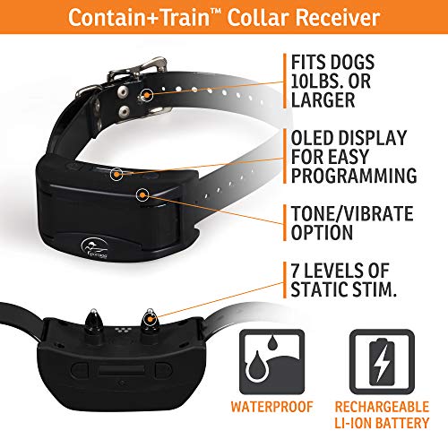 SportDOG Brand Contain + Train System-In-Ground Fence & Remote Trainer- Waterproof, Rechargeable Collar- Tone, Vibrate, & Shock- from Parent Company of INVISIBLE FENCE Brand- 100 Acre Capability