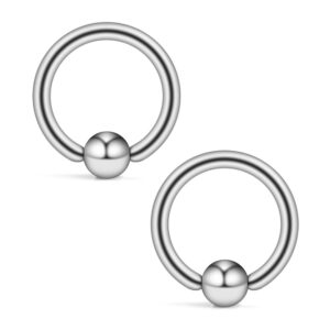 ruifan 12g 316l surgical steel captive bead ring pa nipple eyebrow helix tragus cartilage septum piercing jewelry 10mm 2pcs - silver