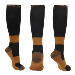 MELERIO Copper Compression Socks Men Women 4 Pairs 15-20 mmhg Comfortable Circulation for Edema Varicose Veins and Anti-Fatigue (Copper, L/XL)