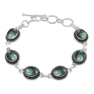 natural 11,55 carat labradorite bracelet 925 silver plated handmade vintage bohemian style jewelry for women her wife