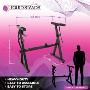 Liquid Stands Piano Keyboard Stand - Z Style Adjustable and Portable Heavy Duty Music Stand for Kids and Adults -Fits 54-88 Key Electric Pianos - Sturdy Musical Keyboard Stand (Black)