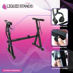 Liquid Stands Piano Keyboard Stand - Z Style Adjustable and Portable Heavy Duty Music Stand for Kids and Adults -Fits 54-88 Key Electric Pianos - Sturdy Musical Keyboard Stand (Black)