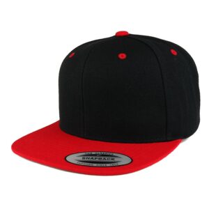 trendy apparel shop flexfit brand premium two tone classic flatbill snapback cap - black red