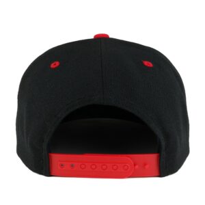 Trendy Apparel Shop Flexfit Brand Premium Two Tone Classic Flatbill Snapback Cap - BLACK RED