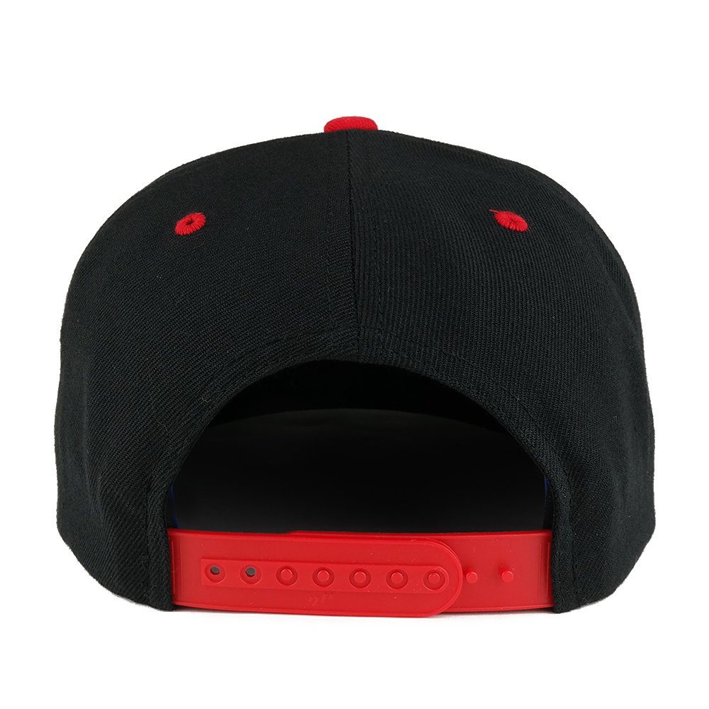 Trendy Apparel Shop Flexfit Brand Premium Two Tone Classic Flatbill Snapback Cap - BLACK RED