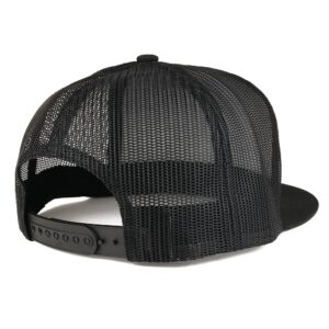 Trendy Apparel Shop Flexfit Brand 5 Panel Classic Trucker Flatbill Mesh Snapback Cap - BLACK