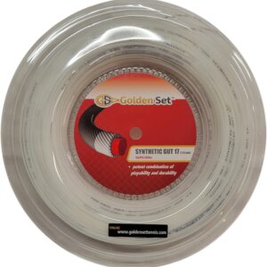 Golden Set Synthetic Gut 17g (1.30mm), Reel (660ft/200m), Tennis String (White)