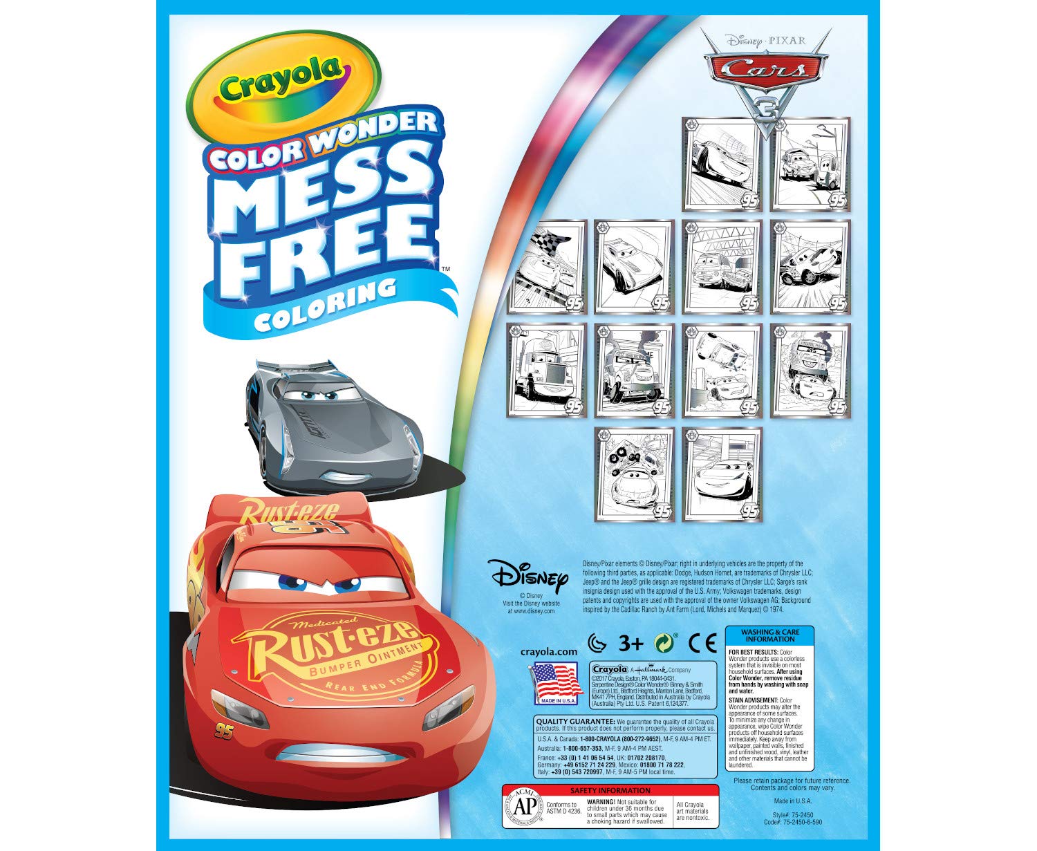 Crayola Color Wonder Cars 3, Mess Free Coloring, 12 Pages, 75-2450