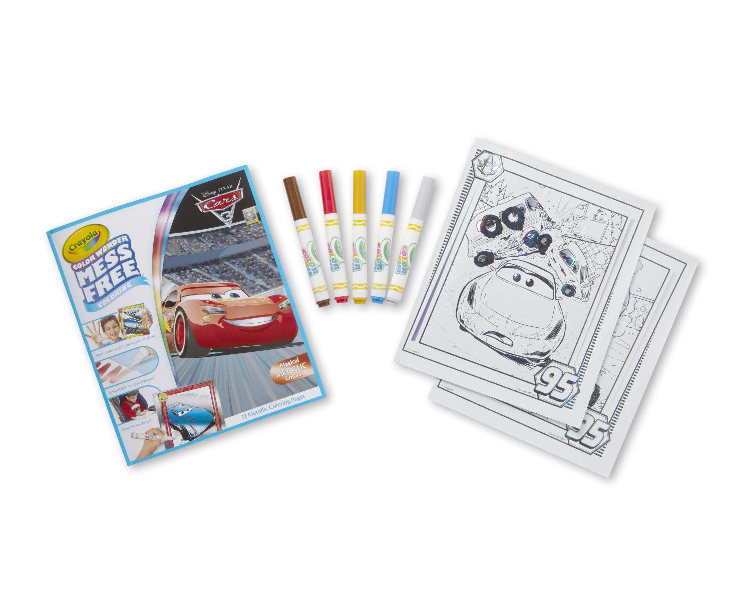 Crayola Color Wonder Cars 3, Mess Free Coloring, 12 Pages, 75-2450