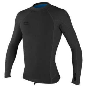 o'neill men's hyperfreak 1mm neoprene/skins long sleeve top, black/black, large