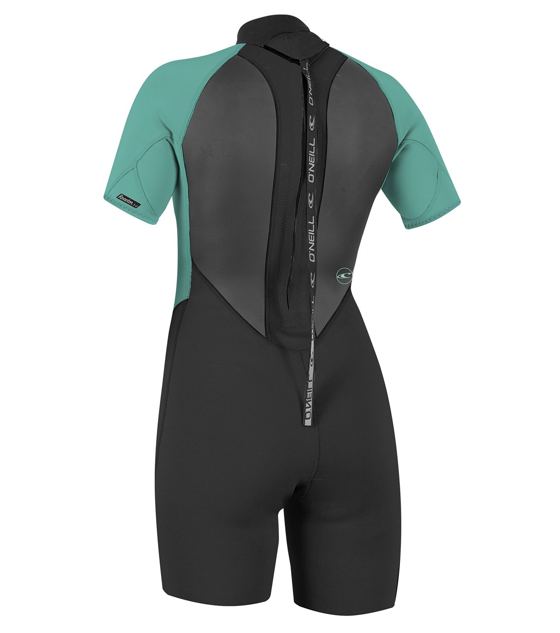 O'Neill Women's Reactor-2 2mm Back Zip Short Sleeve Spring Wetsuit, Black/Light Aqua, 14