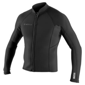 o'neill men's reactor-2 1.5mm front zip long sleeve jacket, black, medium