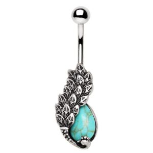 316l stainless steel phoenix & turquoise egg wildklass navel ring