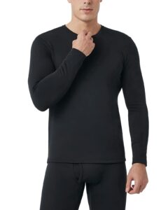 lapasa men's thermal underwear top crewneck long sleeve shirt base layer heavyweight winter thermoflux 300 m26 large black