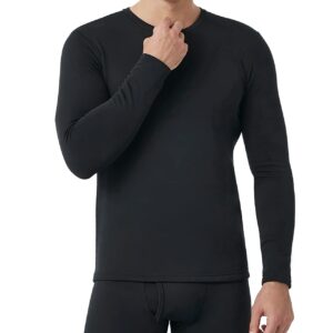 LAPASA Men's Thermal Underwear Top Crewneck Long Sleeve Shirt Base Layer Heavyweight Winter Thermoflux 300 M26 Large Black