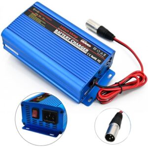 unocho 24v battery charger automatic smart charger 5a trickle charger and i/o switch 3 pin xlr connector for charging agm gel lead-acid batteries for cars wheelchairs boats