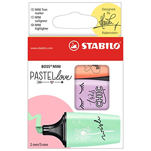 STABILO BOSS Mini Pastellove Highlighter Set, 3-Color Set