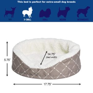 Midwest Homes for Pets CU20MRD Couture Orthopedic Cradle Pet Bed for Dogs & Cats, X-Small, Mushroom/White Diamond Pattern