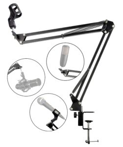 rockjam heavy duty, desk mounting mic scissor arm microphone stand rjms050