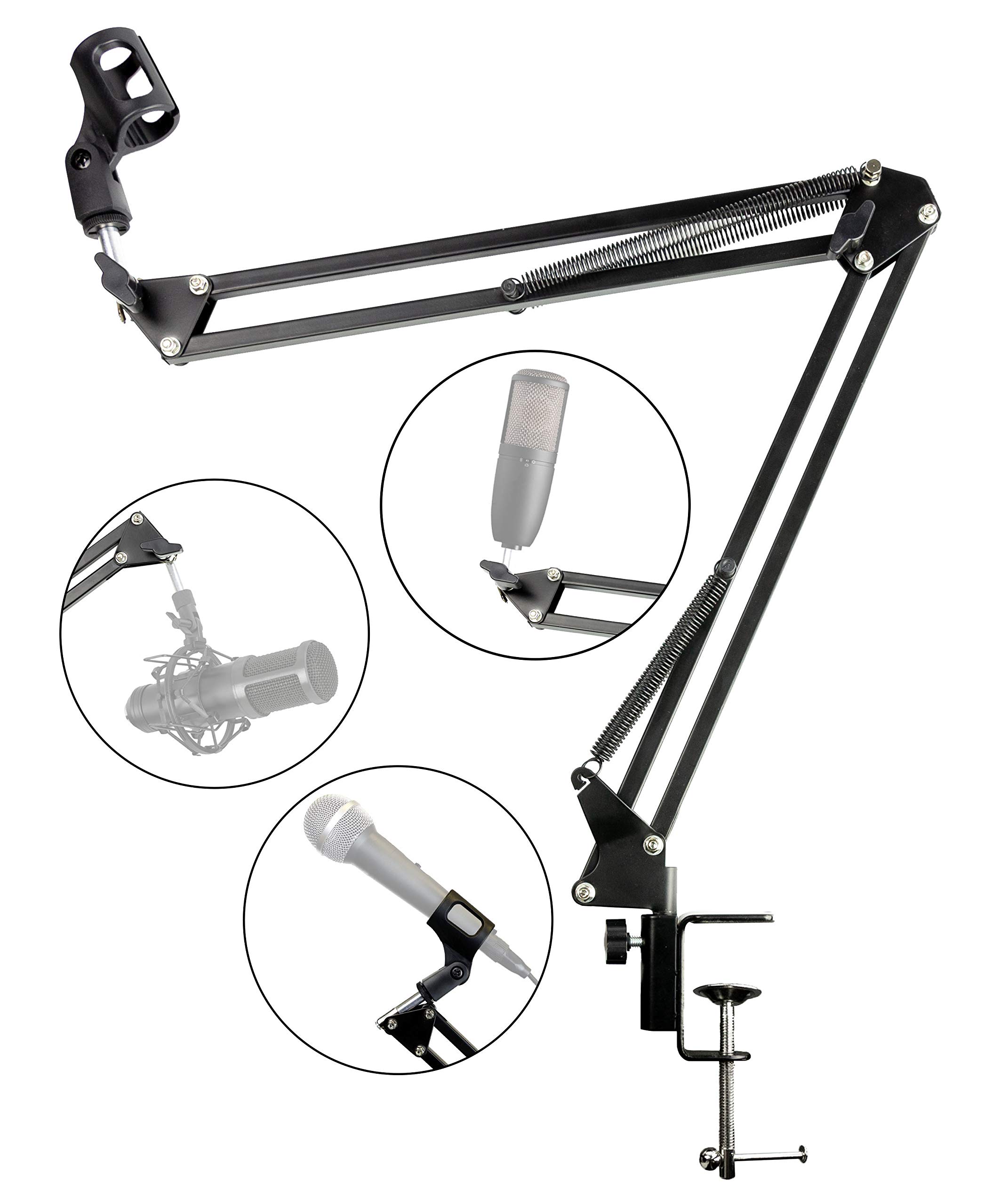 RockJam Heavy Duty, Desk Mounting Mic Scissor Arm Microphone Stand RJMS050