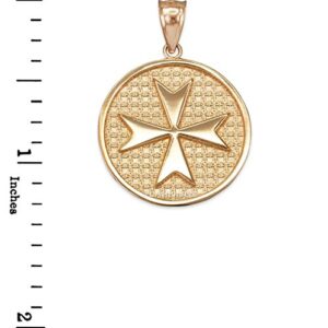 10K Yellow Gold Knights Templar Maltese Cross Medal Pendant