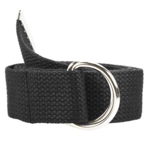 Gelante Canvas Web D Ring Belt Silver Buckle Military Style for men & women 1 or 3 pcs 2052-BLK (S/M)