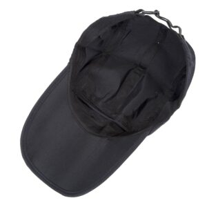 UPF 50+ Foldable Baseball Cap Sun Protection Quick Dry Portable Folding Hats for Men or Women, Black