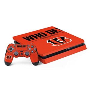 skinit decal gaming skin compatible with ps4 slim bundle - officially licensed nfl cincinnati bengals team motto design