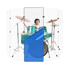 PENNZONI Drum Shield 6ft Single Panel w/Bright Chrome Hinges, Premium Clear Acrylic Panel, Drum Screen