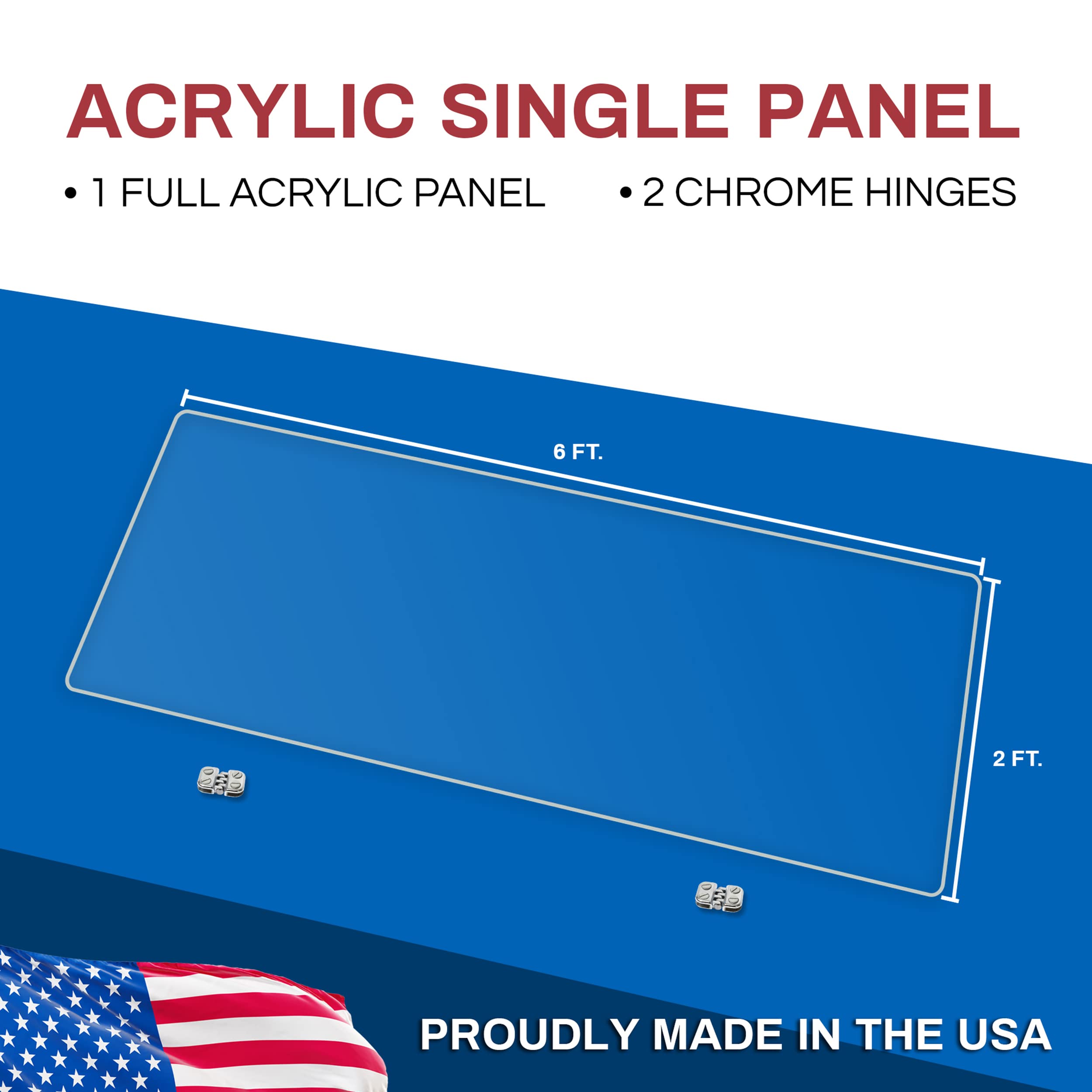 PENNZONI Drum Shield 6ft Single Panel w/Bright Chrome Hinges, Premium Clear Acrylic Panel, Drum Screen