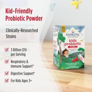 Nordic Naturals Kids Probiotic Pixies, Mixed Berry - 30 Packets - 3 Billion CFU - Digestive Wellness, Immune Support - Non-GMO, Vegan - 30 Servings