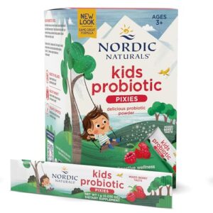 nordic naturals kids probiotic pixies, mixed berry - 30 packets - 3 billion cfu - digestive wellness, immune support - non-gmo, vegan - 30 servings