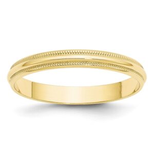 10k yellow gold 3mm light weight milgrain half round band ring size 4