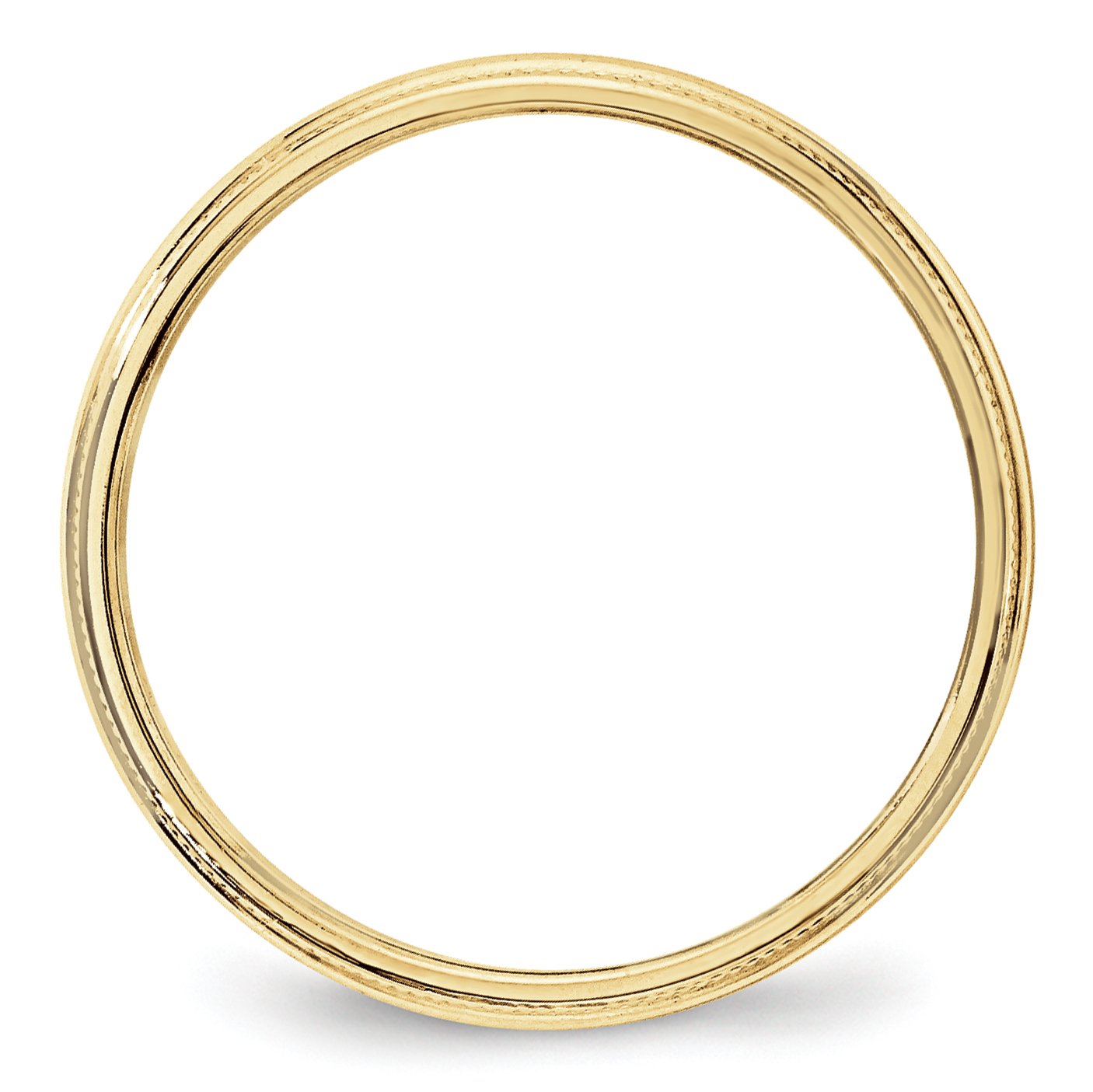 10K Yellow Gold 3mm Light Weight Milgrain Half Round Band Ring Size 4