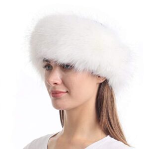 la carrie faux fur headband with stretch women's winter earwarmer earmuff (white)