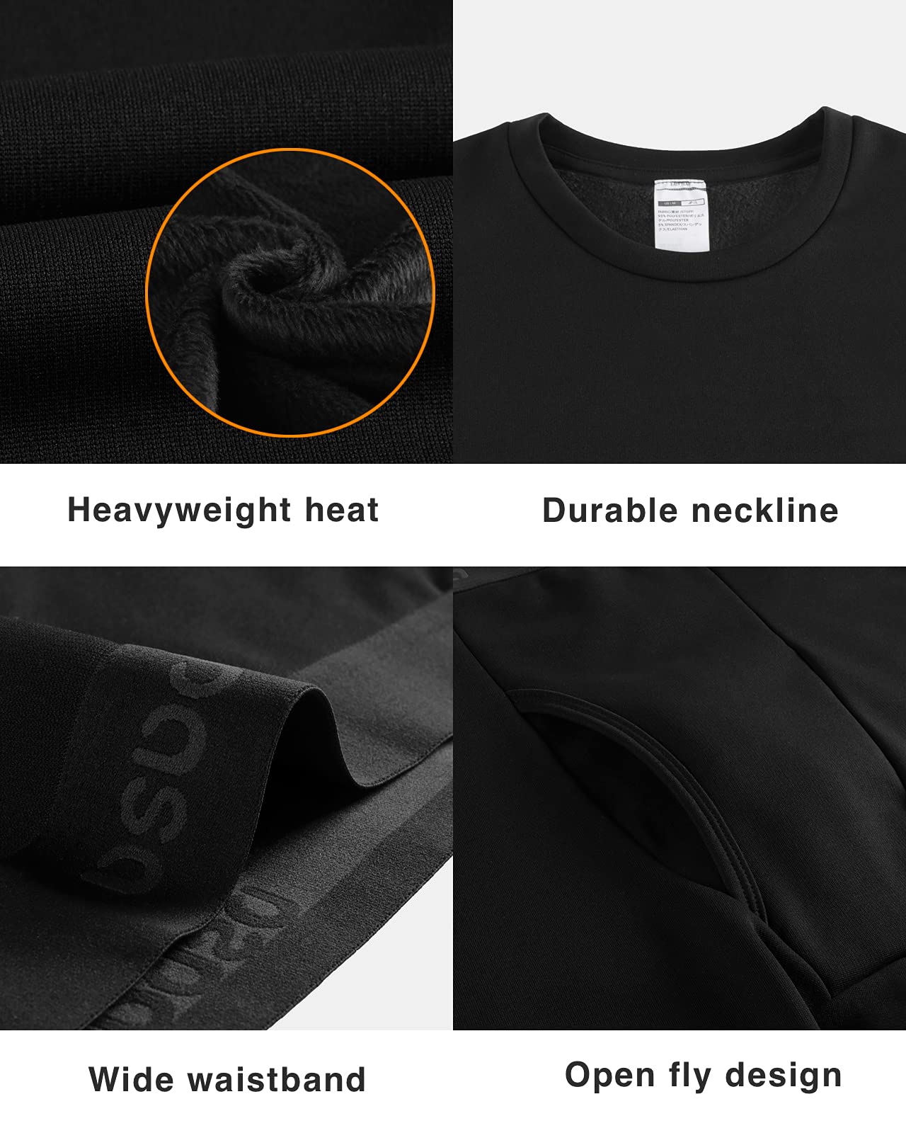 LAPASA Men's Thermal Underwear Set Soft Fleece Lined Long Johns Heavyweight Base Layer Top & Bottom Winter Thermoflux 300 Extra Warm M24 Medium Black