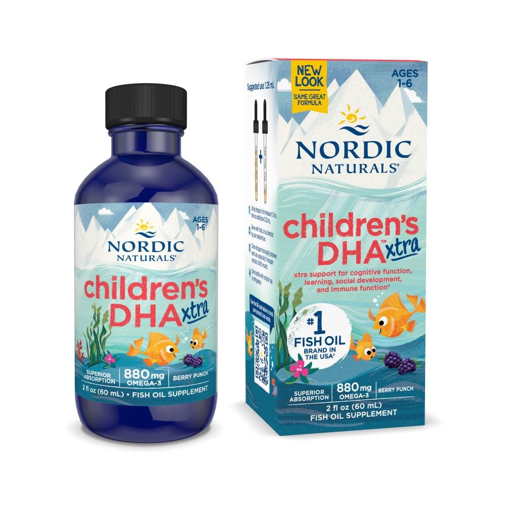 Nordic Naturals Children’s DHA Xtra, Berry Punch - 2 oz for Kids - 880 mg Total Omega-3s with EPA & DHA - Cognitive & Immune Function, Learning, Social Development - Non-GMO - 48 Servings