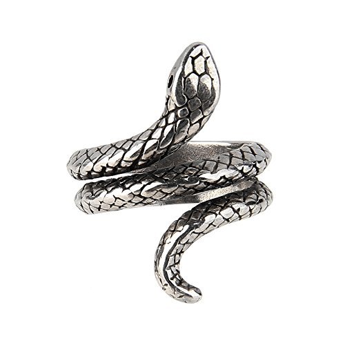 Bewish Personality Gothic Punk Snake Venom Coil Finger Rings Adjustable Size Party Gift