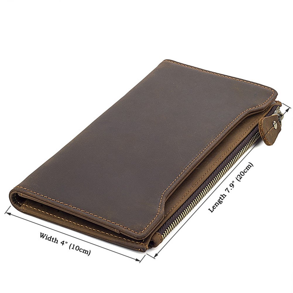 Genda 2Archer Men's Vintage Genuine Leather Long Bifold RFID Wallet Checkbook Holder