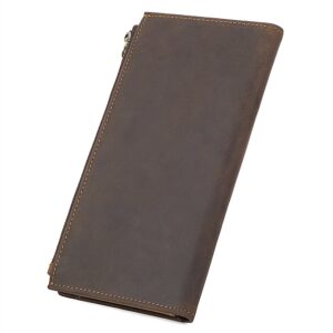 Genda 2Archer Men's Vintage Genuine Leather Long Bifold RFID Wallet Checkbook Holder