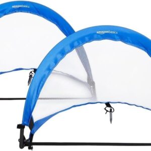 Amazon Basics Pop-Up Soccer Goal Net Set with Carrying Case - 2.5 Feet, Blue