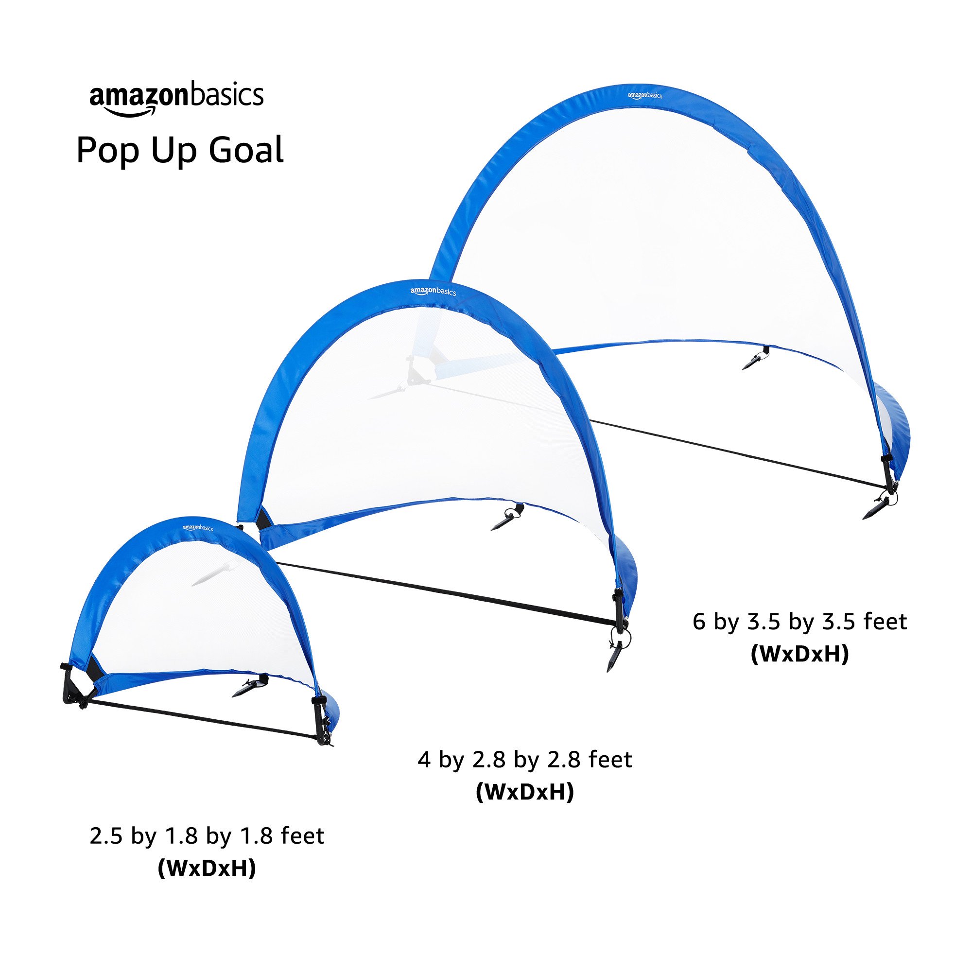 Amazon Basics Pop-Up Soccer Goal Net Set with Carrying Case - 2.5 Feet, Blue