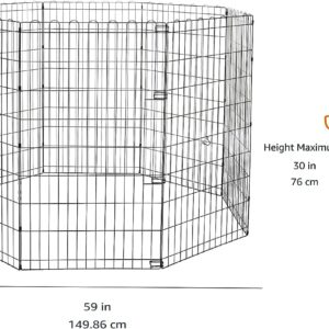 Amazon Basics Foldable Octagonal Metal Exercise Pet Play Pen for Dogs, Fence Pen, No Door, Large, 60 x 60 x 48 Inches, black