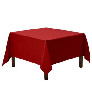 gee di moda square tablecloth - 52 x 52 inch red table cloth for small square or round tables - heavy duty washable fabric - for buffet table, holiday party, dinner, wedding & baby shower