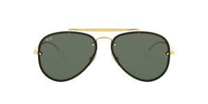 ray-ban rb3584n blaze aviator sunglasses, gold/dark green, 61 mm